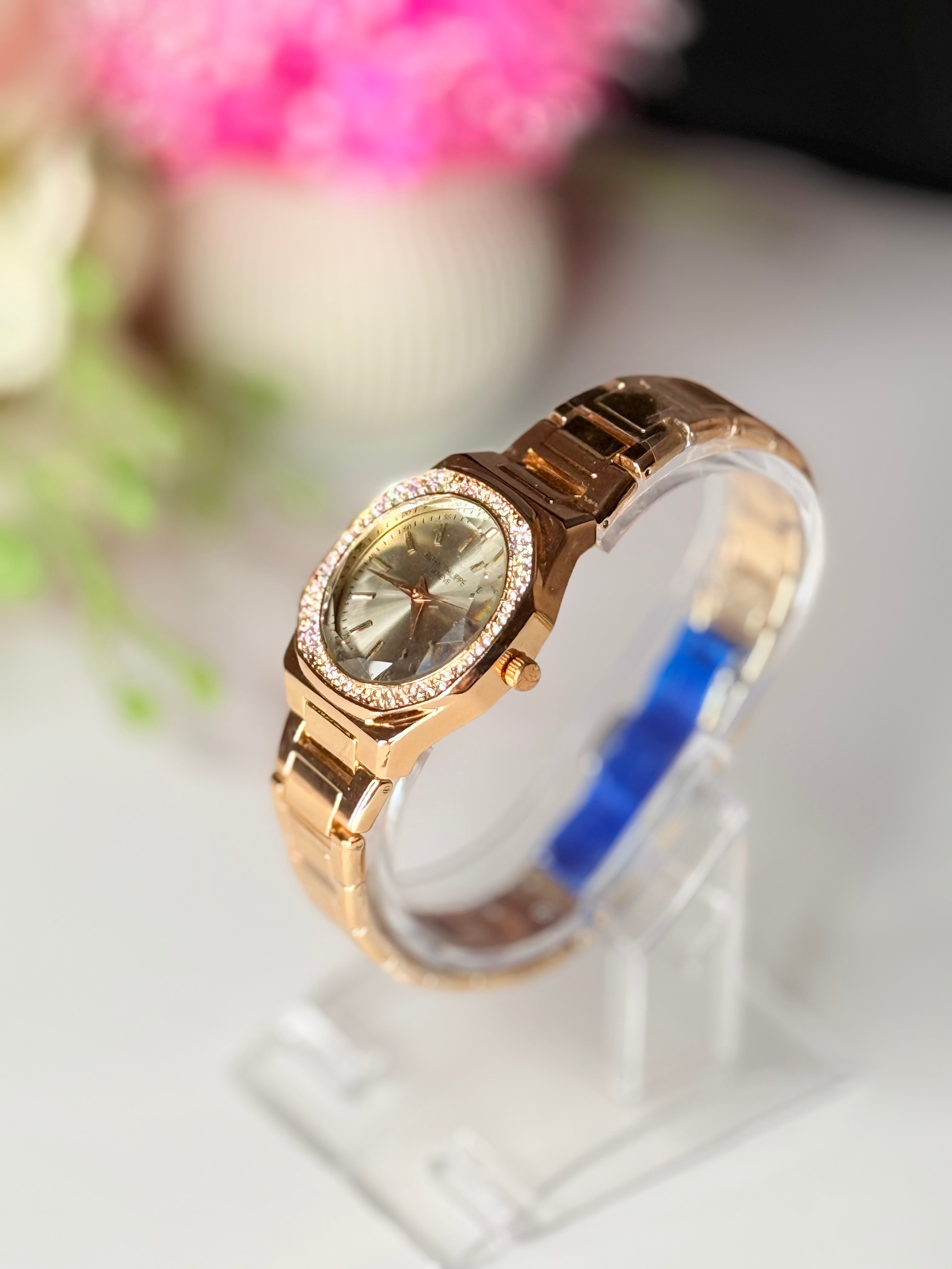 Patek Phil-ippe Diamond Dial Rose Gold | Ladies Watch – MJ Store